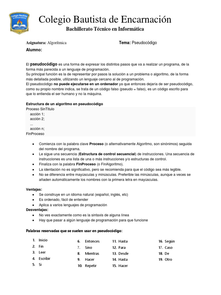 Clase 1 | PDF | Algoritmos | Lenguaje de programación