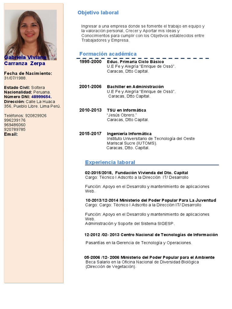 CV Gaby | PDF | Software de la aplicacion | Informática