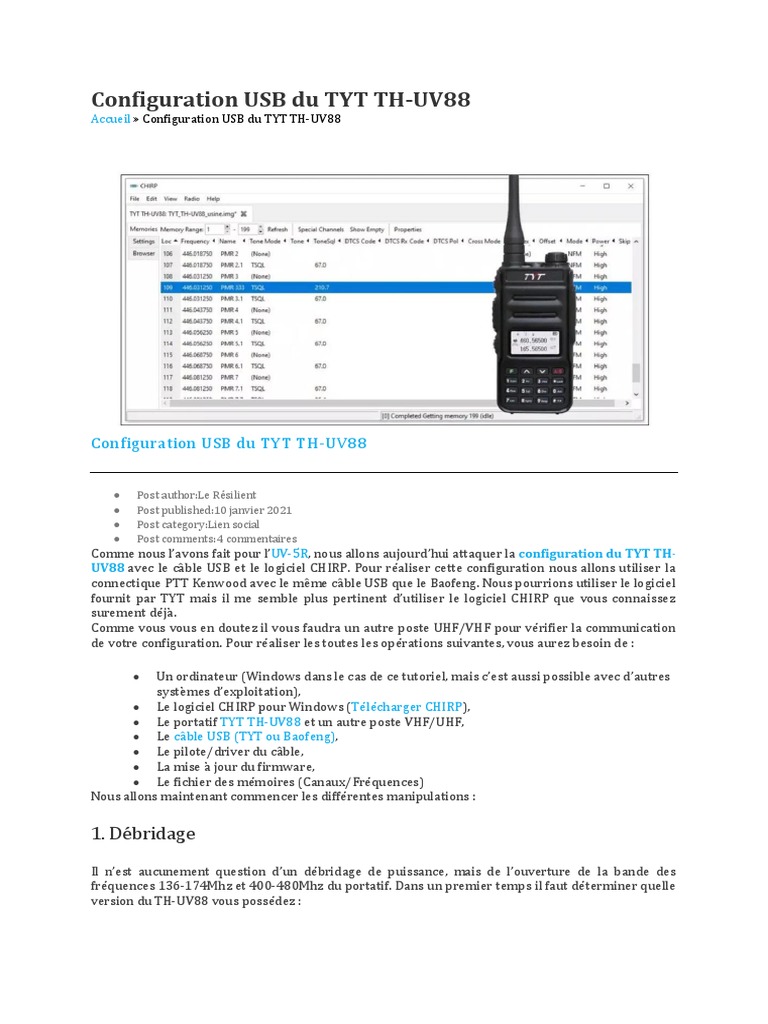 Configuration USB TYT TH-UV88 | PDF | USB | Microsoft Windows