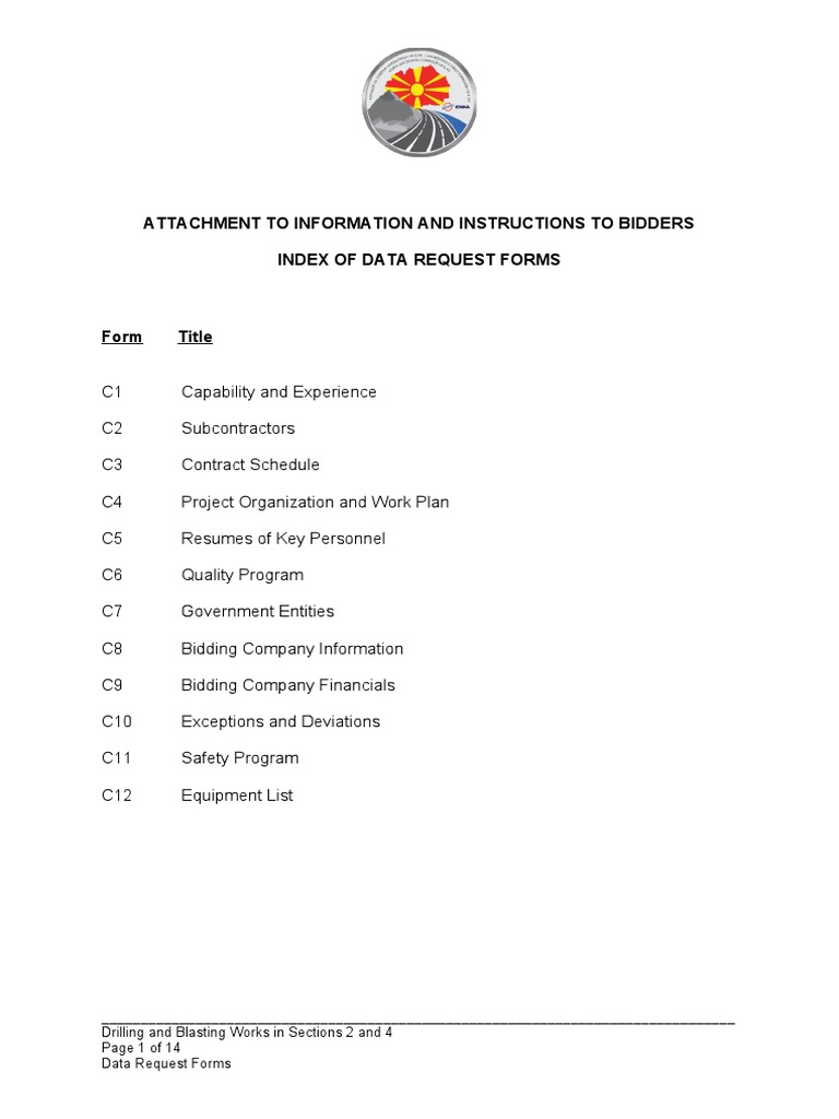 Data Request Forms for Bidders | PDF | Occupational Safety And Health ...