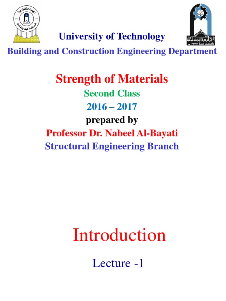 Strength of Materials - Introduction - DR Nabeel | PDF | Deformation ...