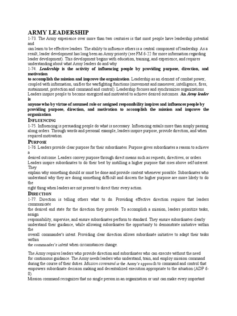 Army Leadership | PDF | Leadership | Sergeant
