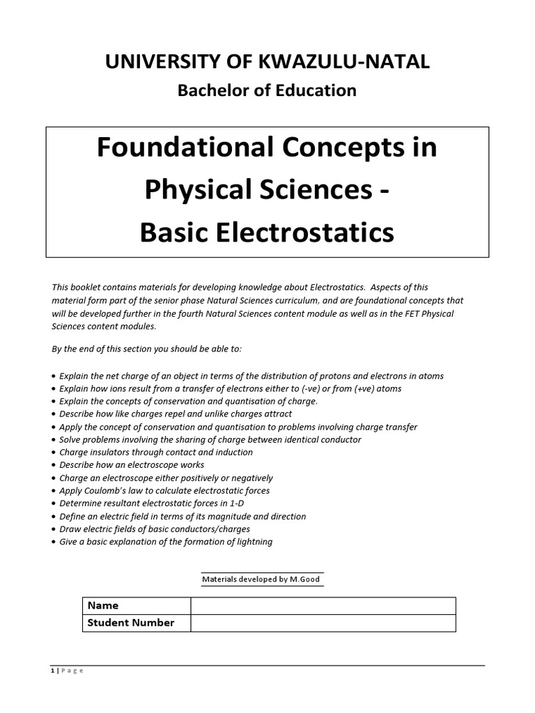 Basic Electrostatics(2019) | PDF | Electric Charge | Isotope