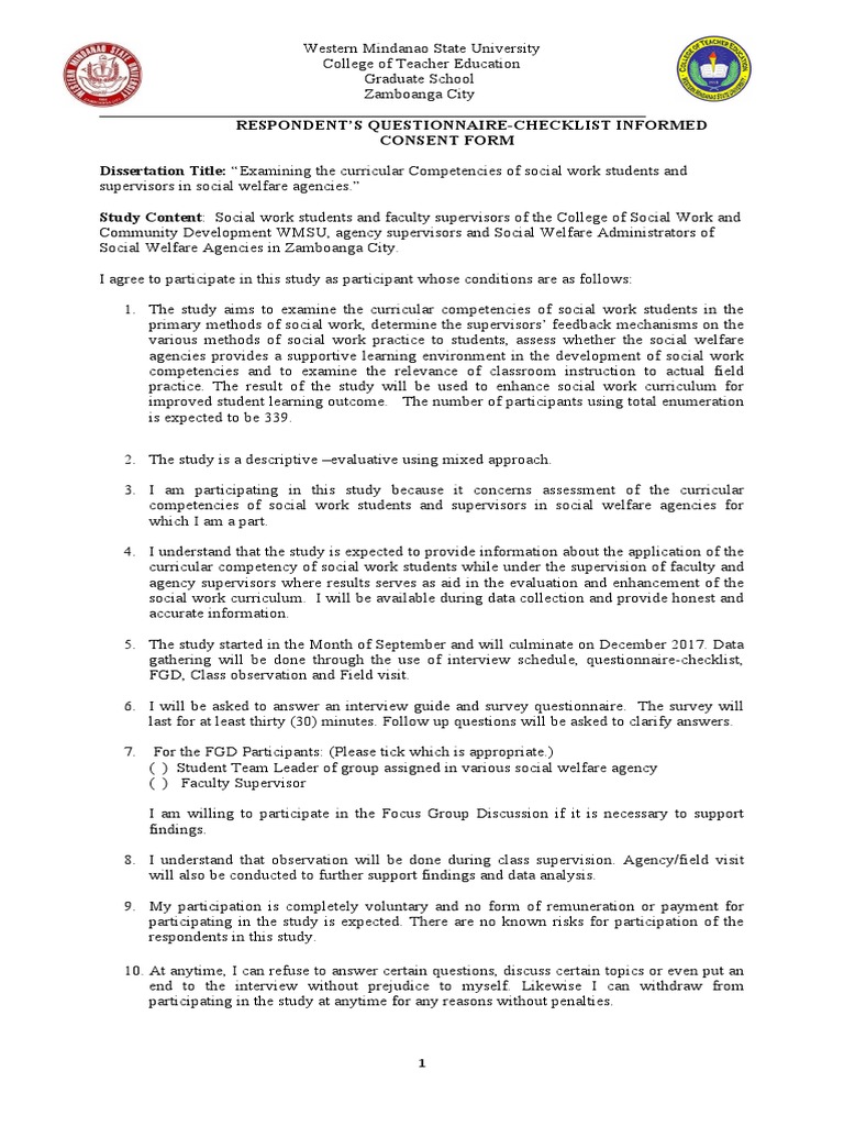 Informed Consent For Dissertation | PDF | Curriculum | Social Work