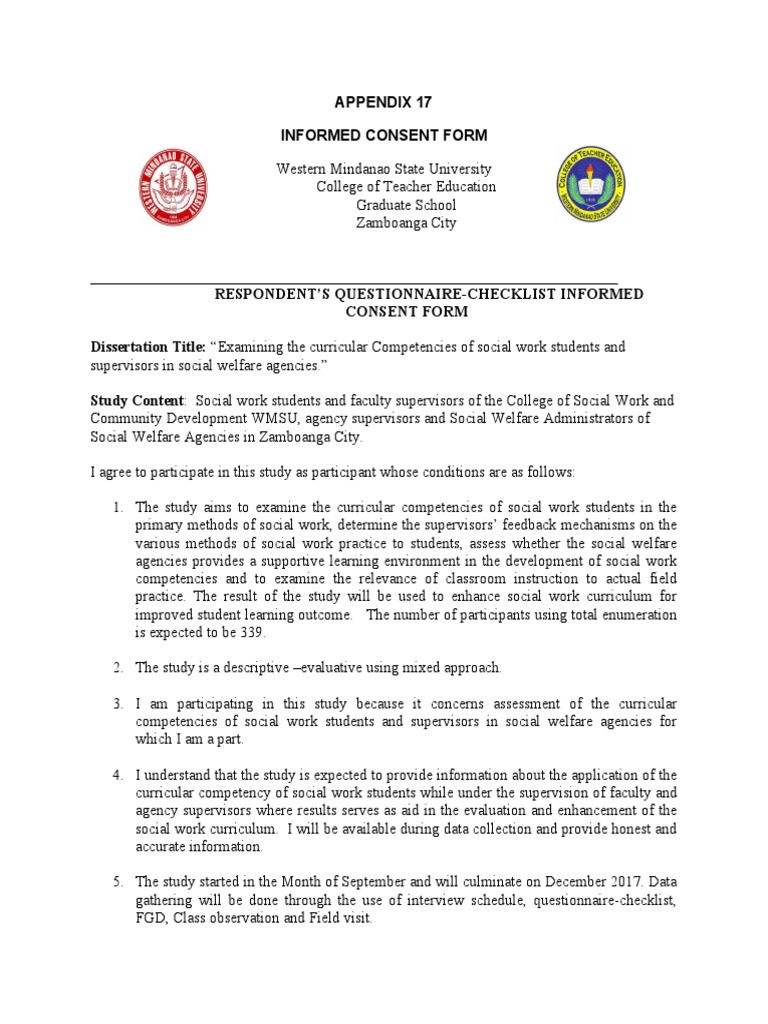 Sample Informed Consent Form | PDF | Curriculum | Social Work