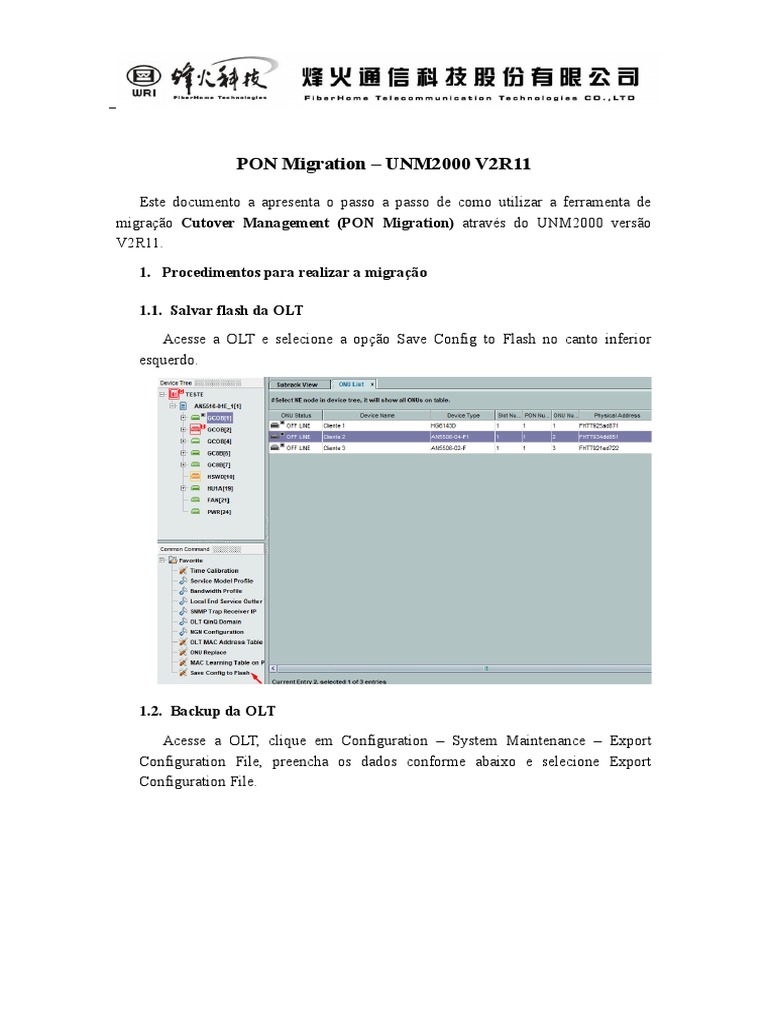 Pon Migration - Unm2000 V2r11-Cutover | PDF