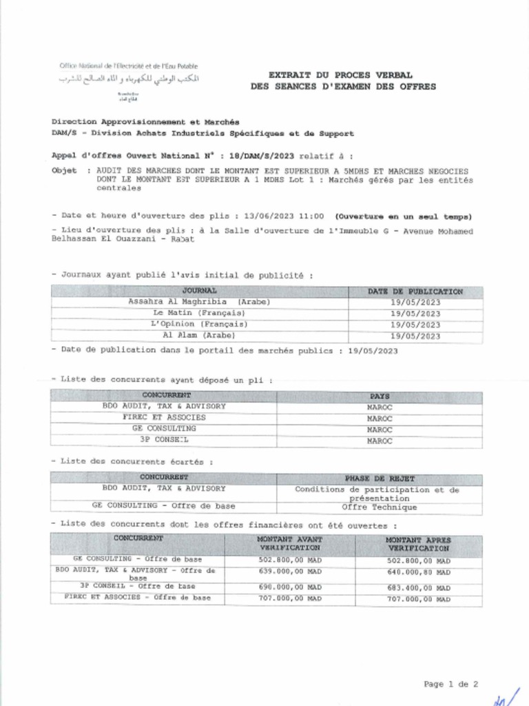 Extrait de PV AO 18 DAM S 2023 | PDF