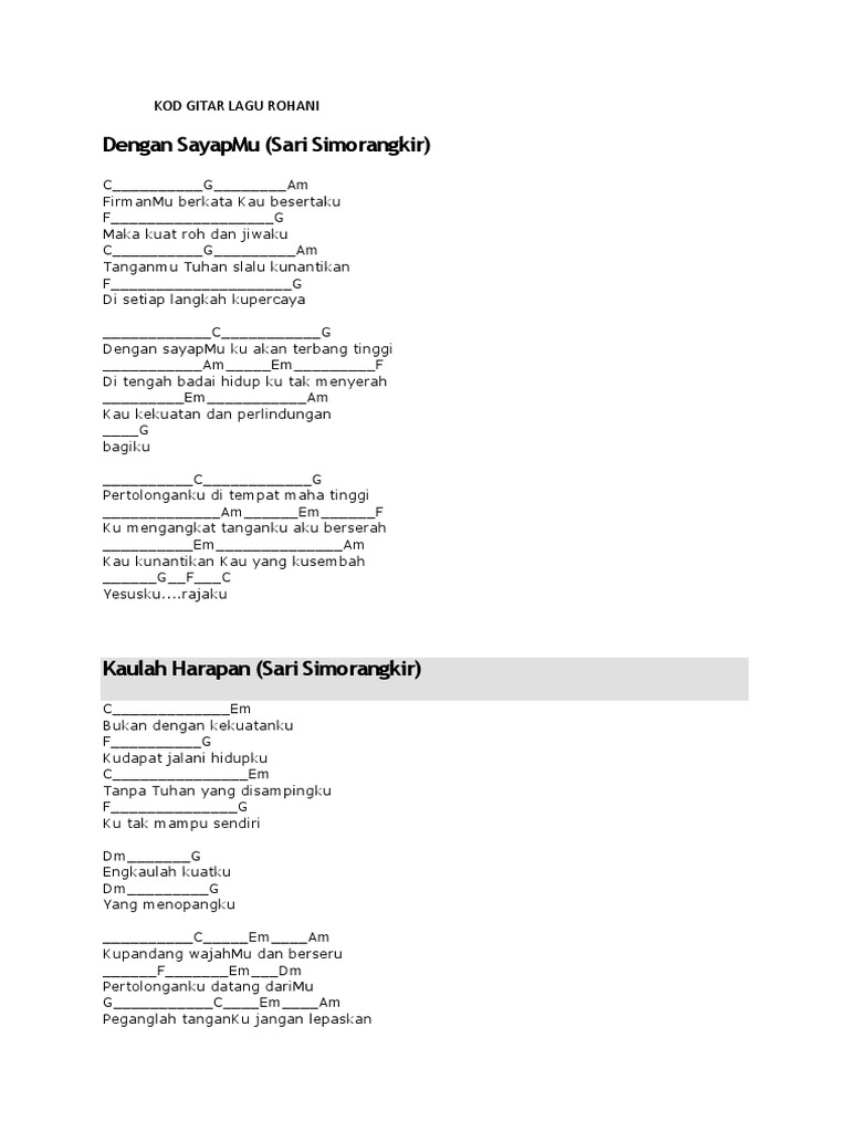 Kod Gitar Lagu Rohani | PDF