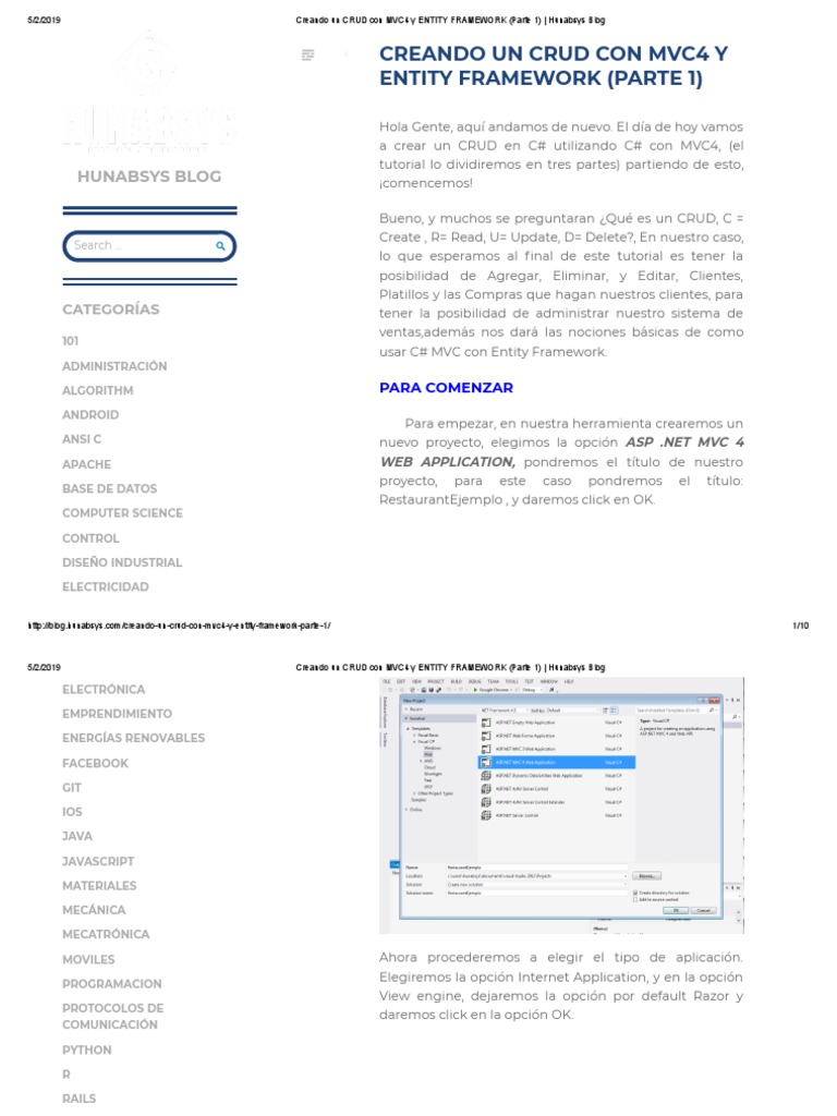 Creando Un CRUD Con MVC4 y ENTITY FRAMEWORK (Parte 1) - Hunabsys Blog | PDF | Ingeniería de ...