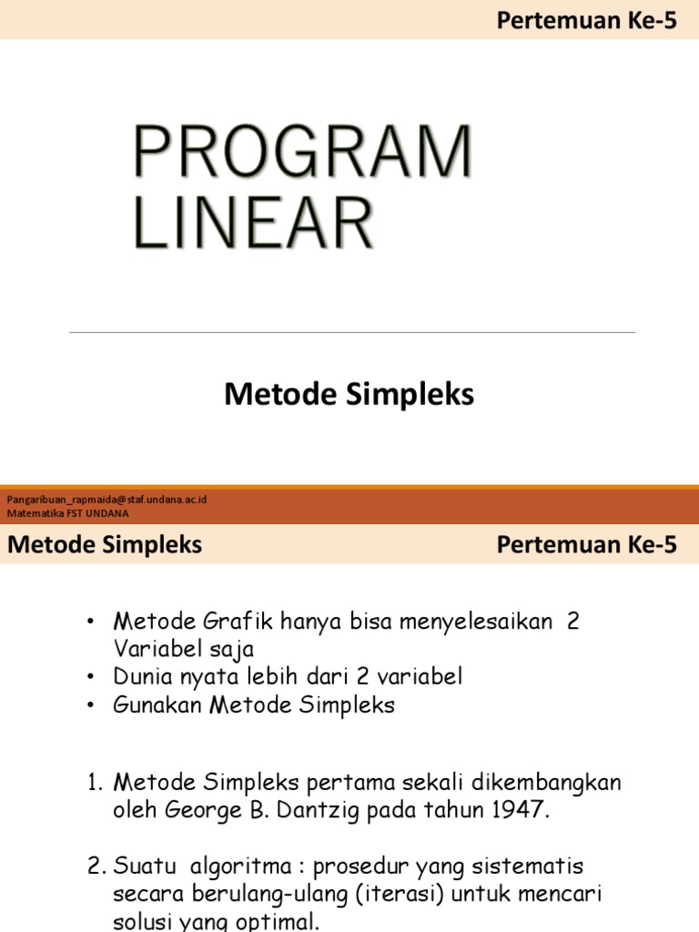 Program Linear - Pertemuan 5 - Metode Simpleks | PDF