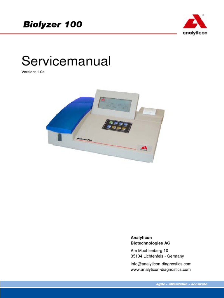Biolyzer 100 - Service Manual | PDF | Personal Protective Equipment | Waste