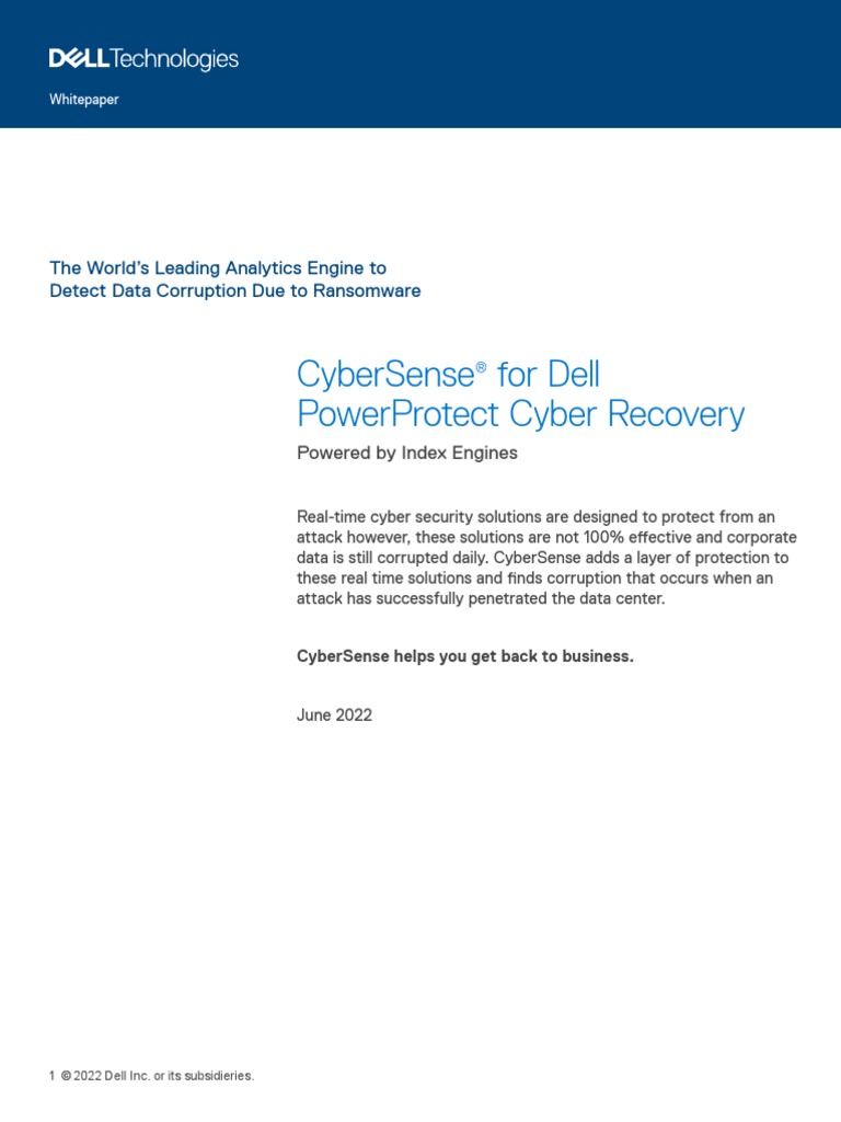 CyberSense For Dell PowerProtect Cyber Recovery 1656644381 | PDF ...