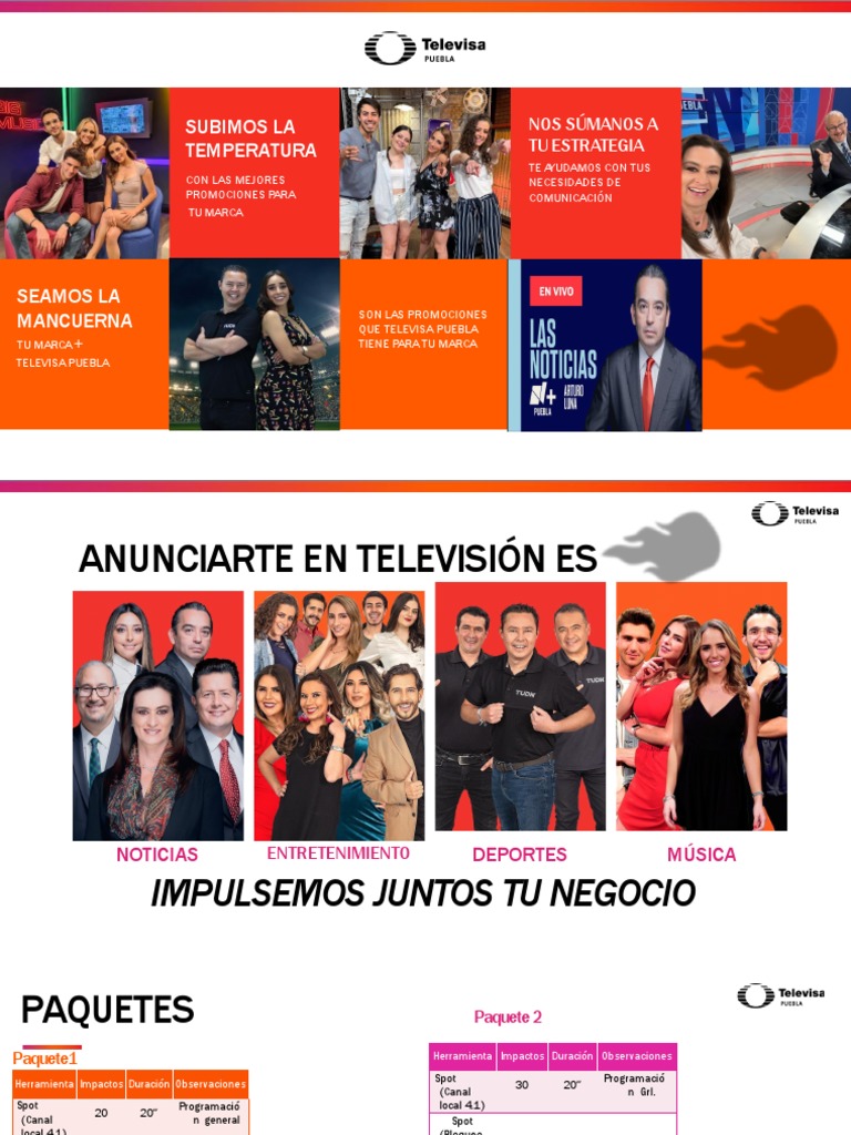 TELEVISA PUEBLA Propuesta - Agosto - 2023 | PDF | Medios de comunicación en masa | Entretenimiento