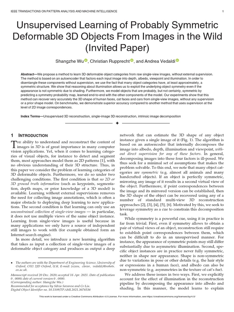 Unsupervised Learning Of Probably Symmetric Deformable 3d Objects From Images In The Wild