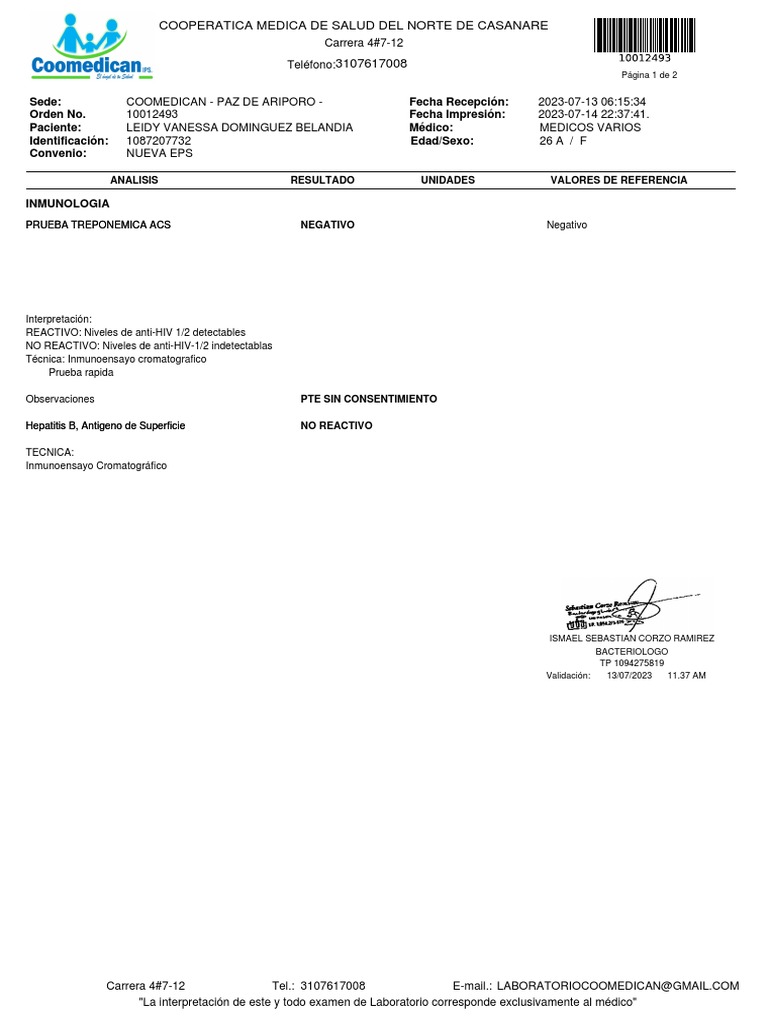 Resultado - 1087207732 - LEIDY VANESSA DOMINGUEZ BELANDIA - 10012493 | PDF | Inmunología ...