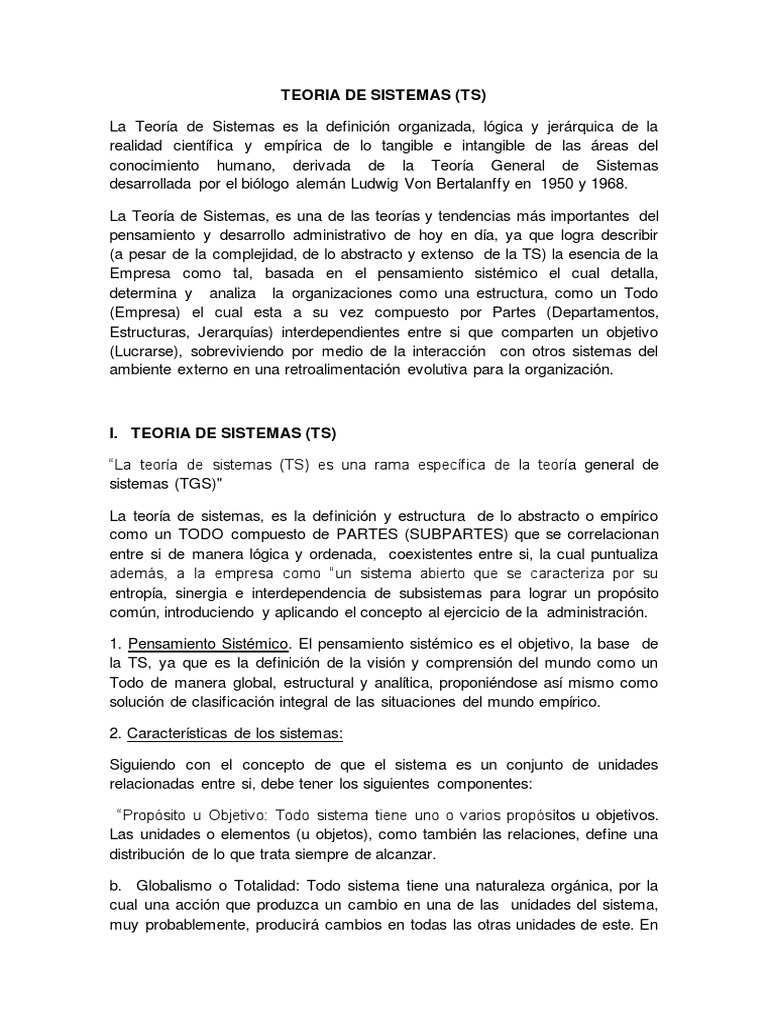 Teoría de Sistemas | PDF | Teoría de sistemas | Sistema