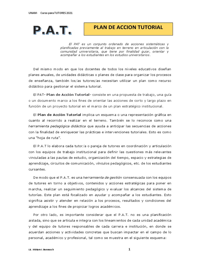 El PAT COMO HERRAMIENTA TUTORIAL | PDF | Enseñando | Evaluación