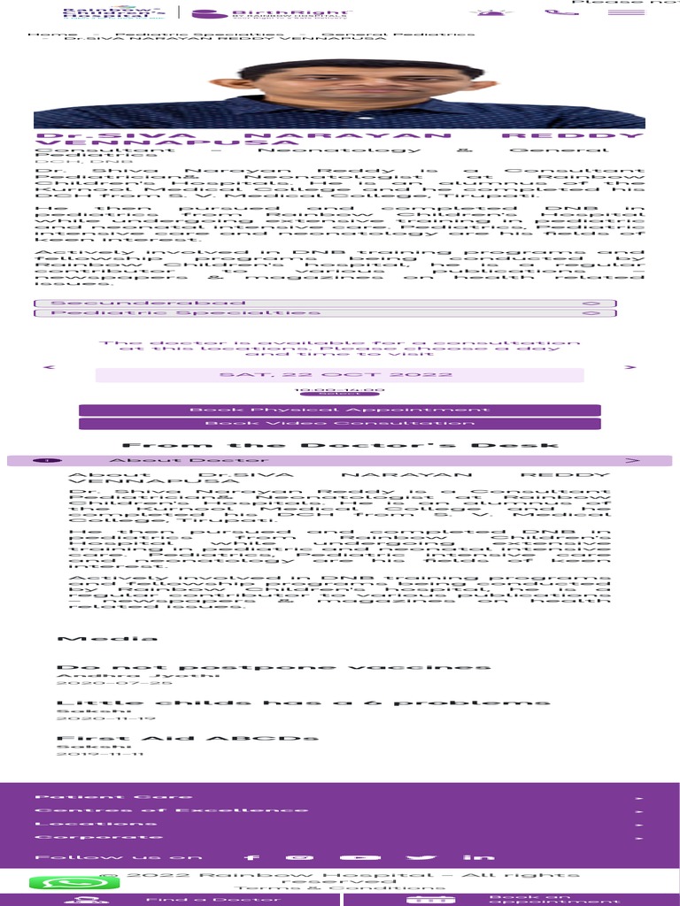 Dr. Siva Narayan Reddy Vennapusa - Best Neonatolo… | PDF | Neonatology ...