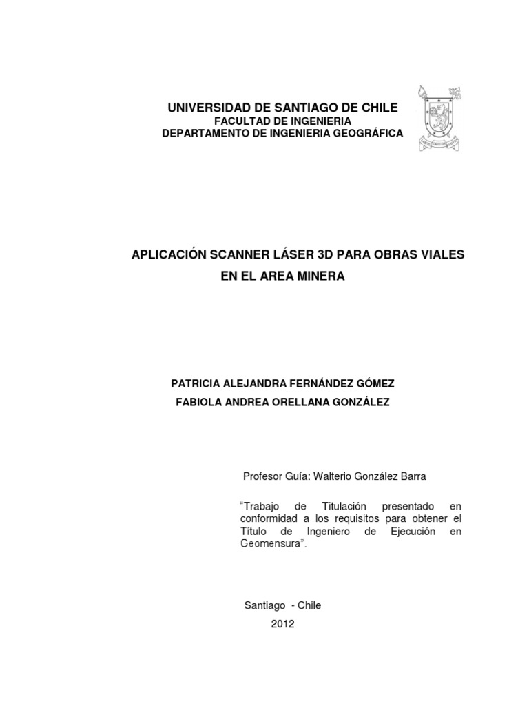 Aplicacion Scaner Láser 3D para Obras Viales en El Area Minera | PDF ...