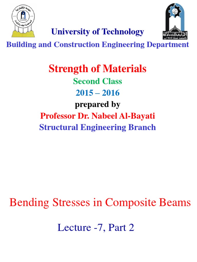Lecture 7 Part 2 Strength of Materialsاااااا | PDF | Bending | Beam (Structure)