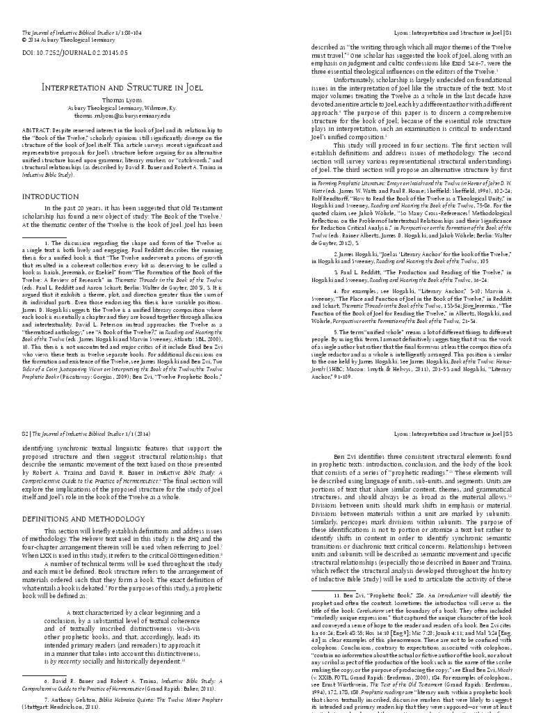 Interpretation and Structure in Joel | PDF | Twelve Minor Prophets | Bible