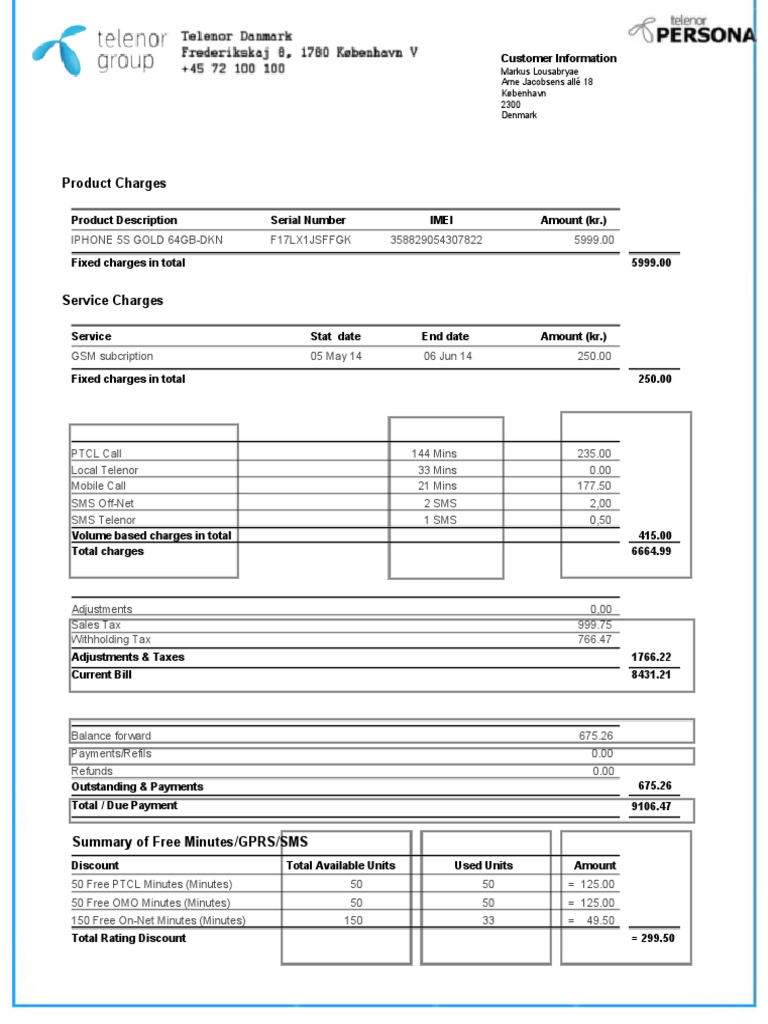 INVOICE | PDF | Mobile Telecommunications | Service Industries
