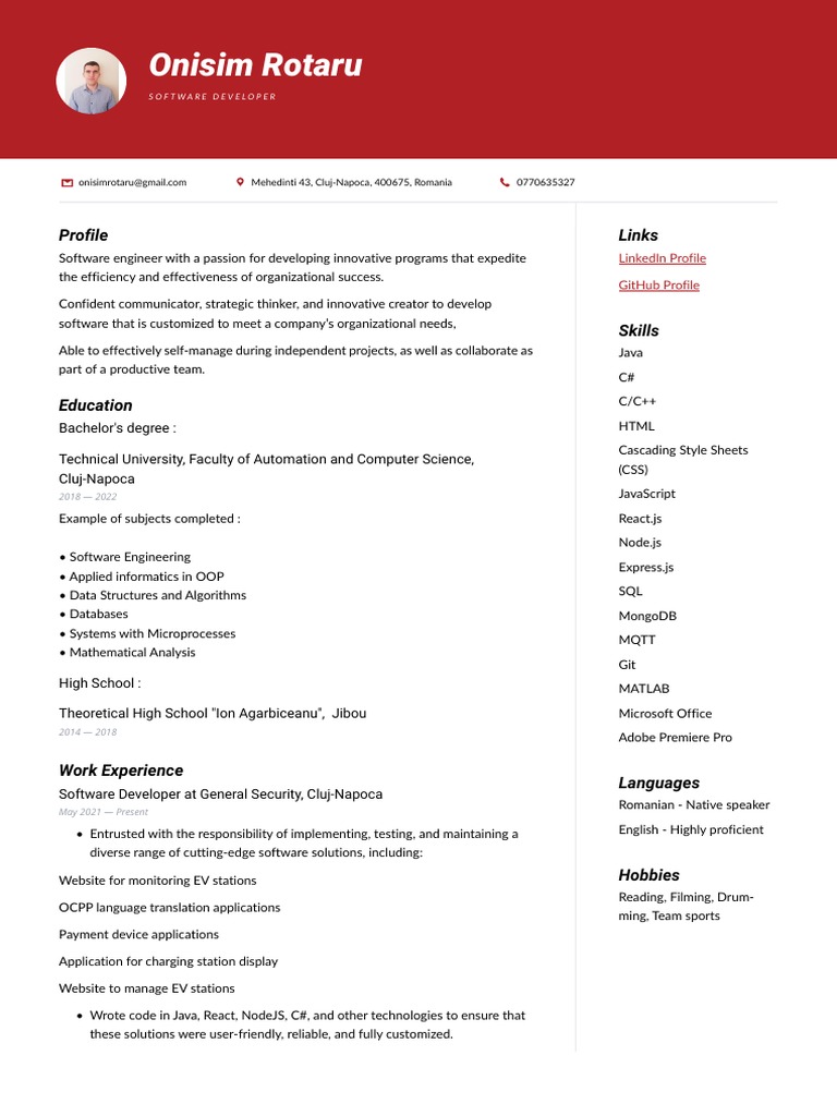 Onisim Rotaru - CV | PDF | Software | Entity Framework