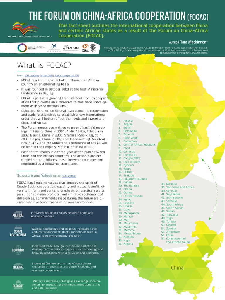 The Forum On China Africa Cooperation Focac | PDF | Africa | Poverty