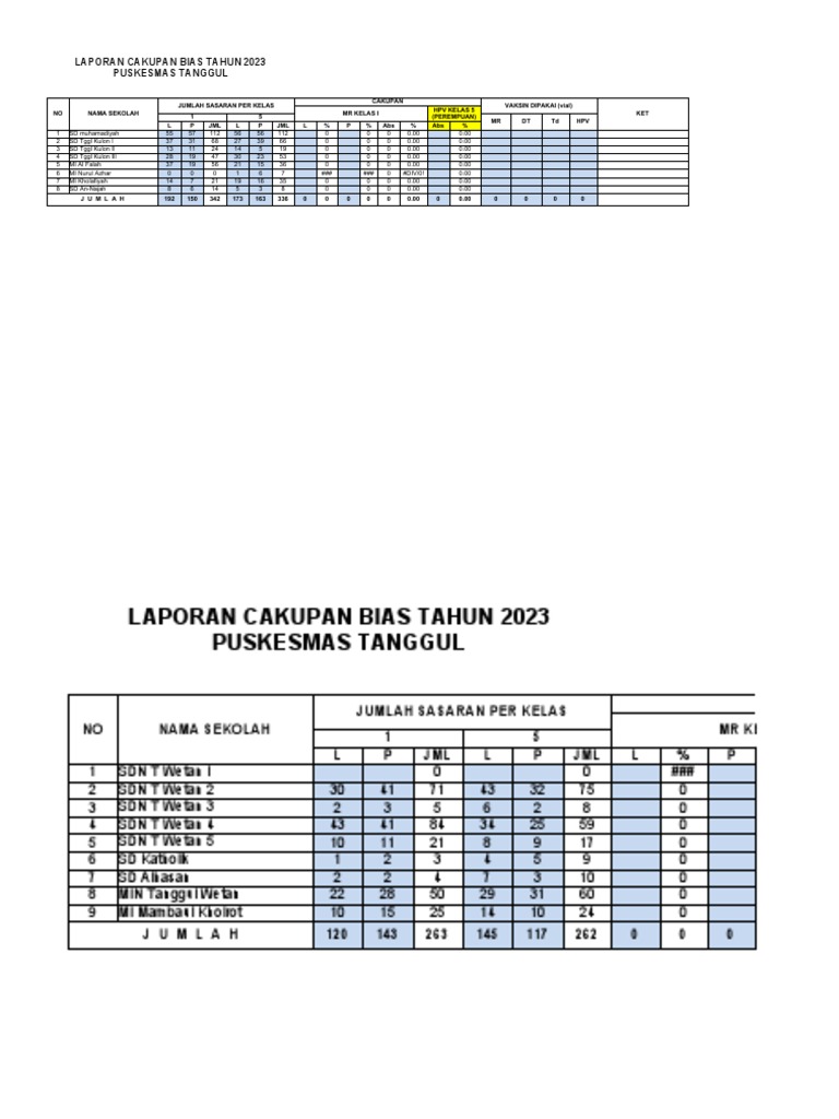 Laporan Cakupan Vaksinasi HPV 2023 | PDF