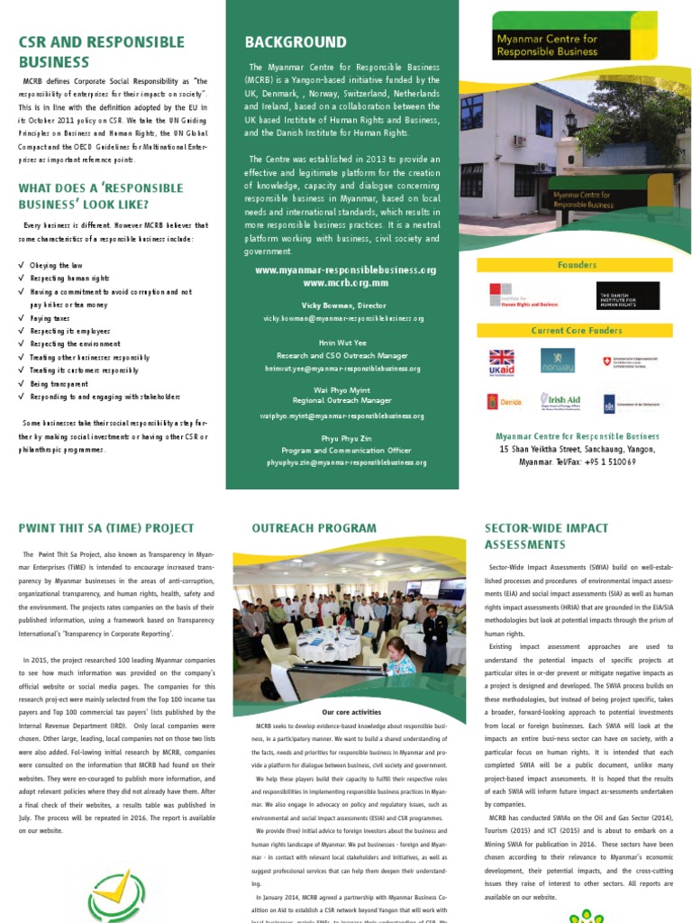Responsible Business in Myanmar | PDF | Corporate Social Responsibility ...