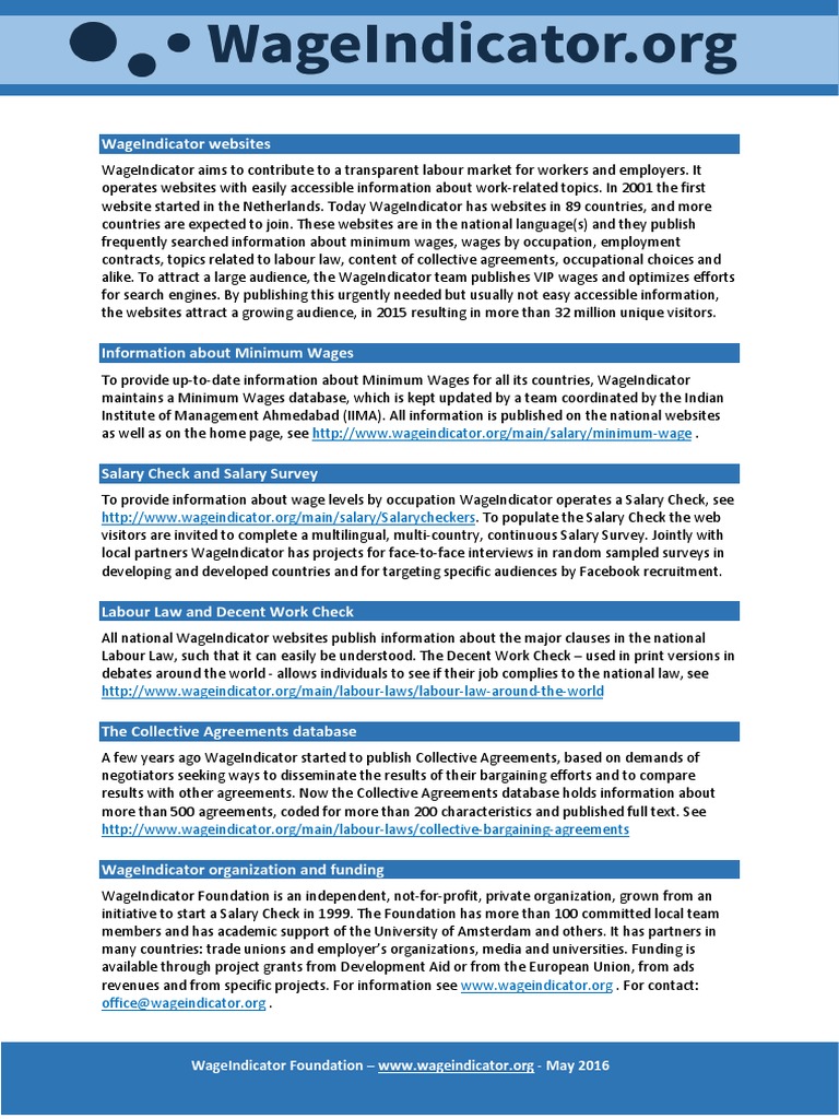 WageIndicator Living Wage Overview | PDF | Cost Of Living | Collective ...