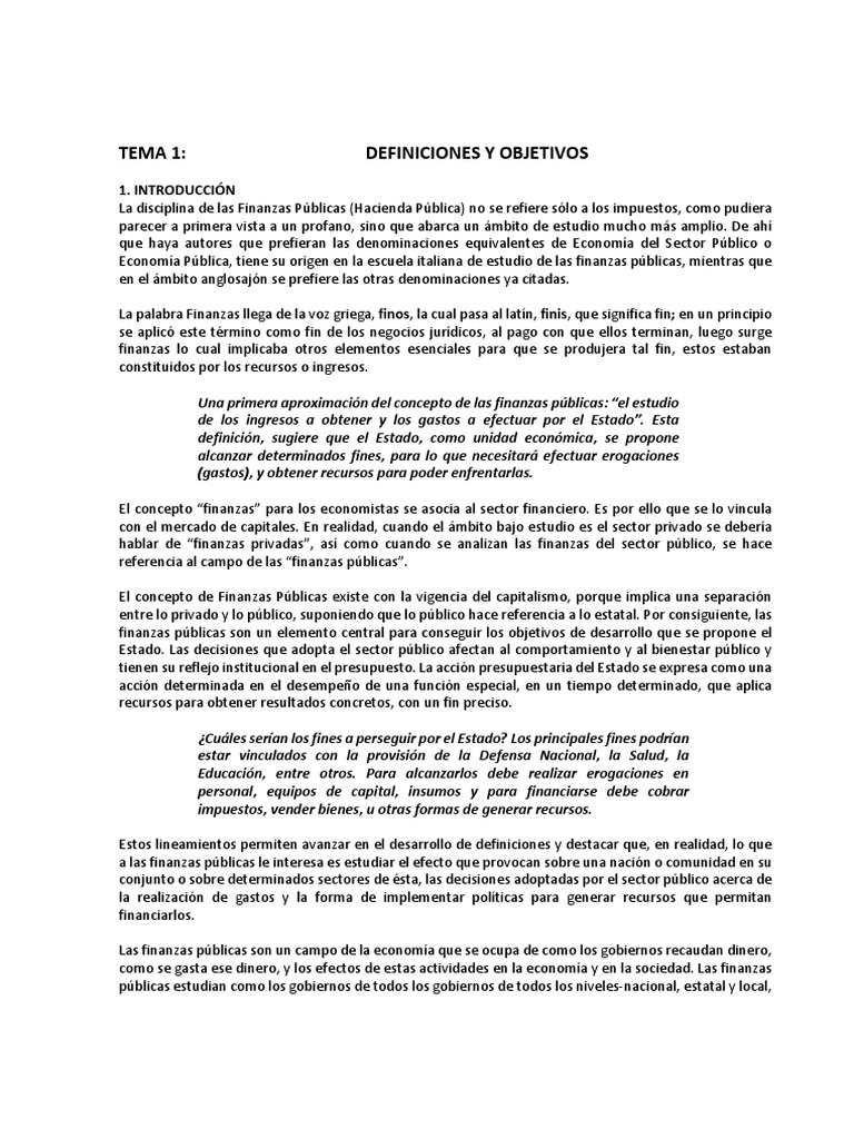 Tema #1 Finanzas Publicas | PDF | Presupuesto | La riqueza de las naciones
