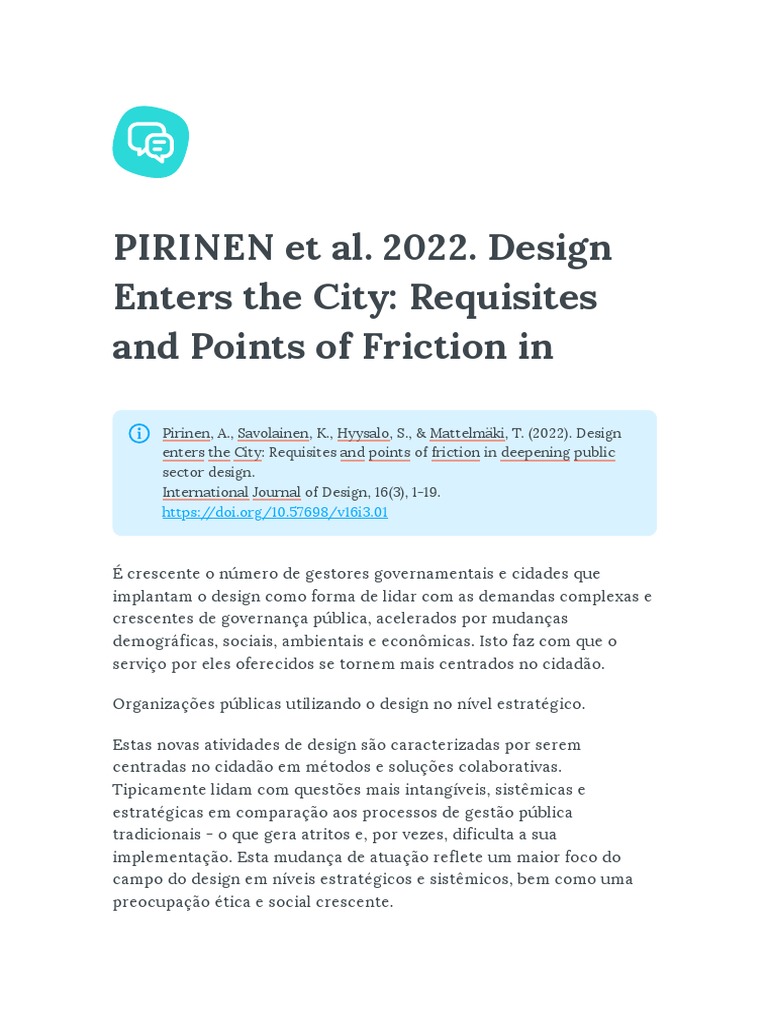 PIRINEN Et Al. 2022. Design Enters The City - Requisites and Points of ...
