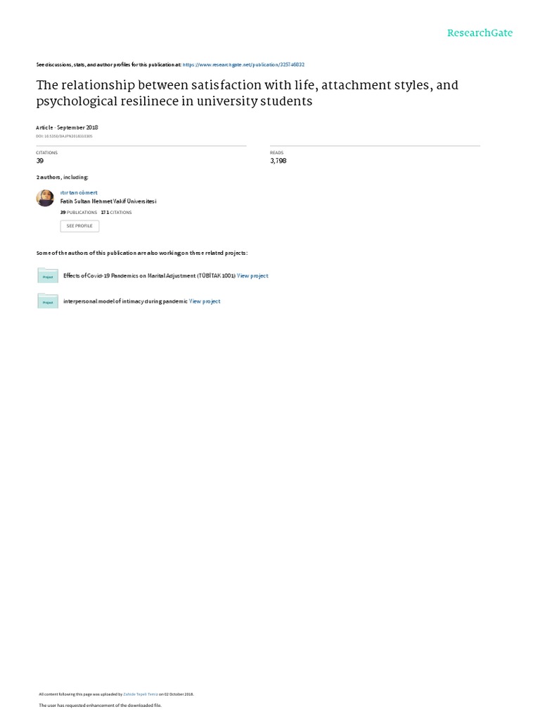 Dusunen Adam Dergisi | PDF | Attachment Theory | Psychological Resilience