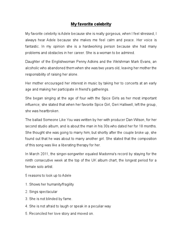 My Favorite Celebrity | PDF | Art