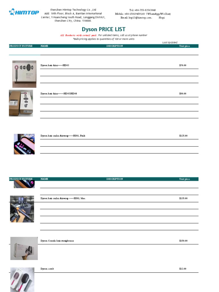 Dyson Price List | PDF | Payments | Money