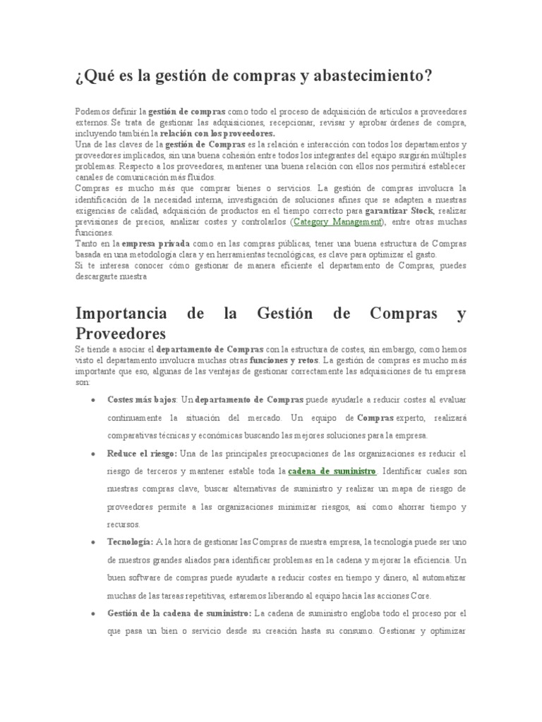 Qué Es La Gestión de Compras y Abastecimiento | PDF | Logística | Business