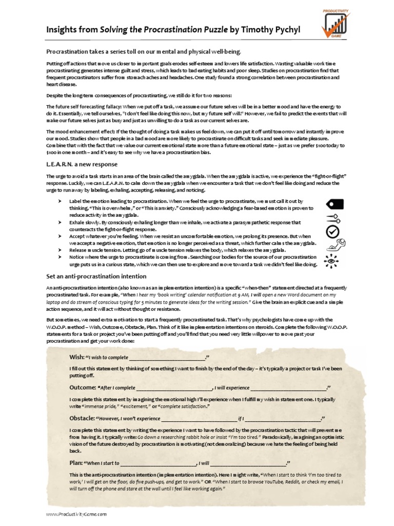 Solving The Procrastination Puzzle | PDF | Professional Skills ...