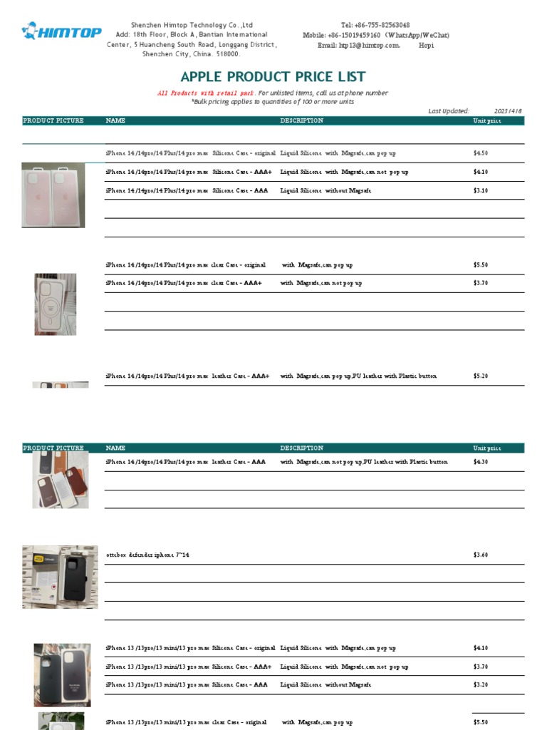Apple Accessories Price List 2023 | PDF | Electronics | I Phone