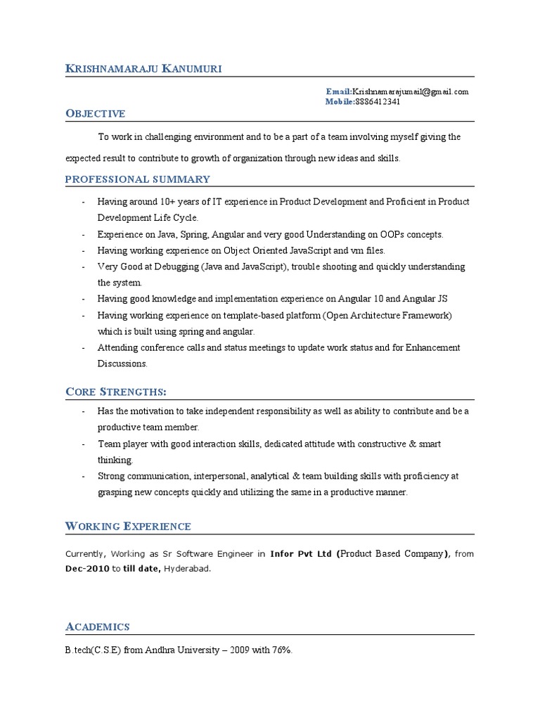 Senior Software Engineer Profile | PDF | Java Script | Spring Framework