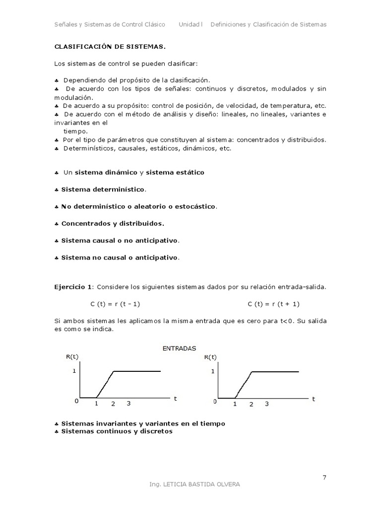 Clase 2 Clasificación de Sistemas SS | PDF | Sistema de control ...