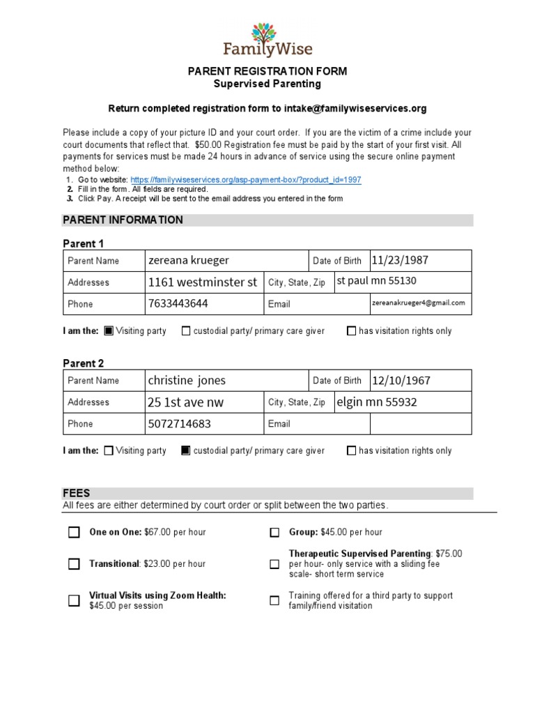 Registration Form Supervised Parenting 2022 Encrypted | PDF | Contact (Law)