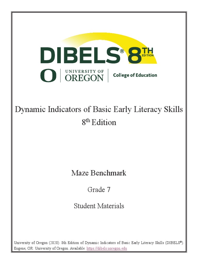 Dibels 8 Benchmark Maze 7 Student 2020-1 | PDF