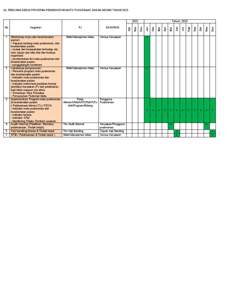 Rencana Kerja Tim Mutu | PDF