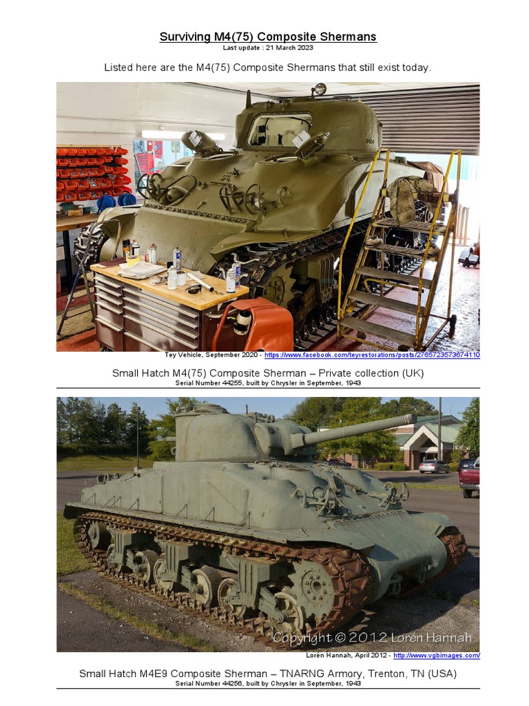 Surviving M4 Composite Shermans | PDF | M4 Sherman | Tanks