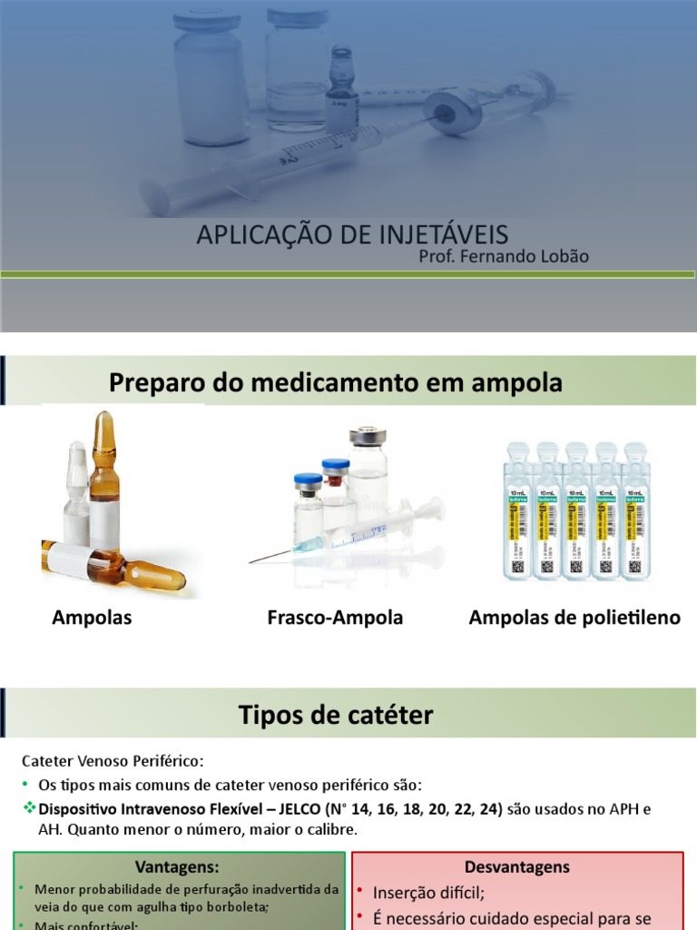 Aula Aplicação de Injetaveis | PDF | Infecção | Veia