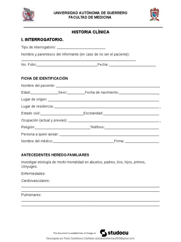 Formato Historia Clínica UAG | PDF | Epidemiología | Cuidado de la salud