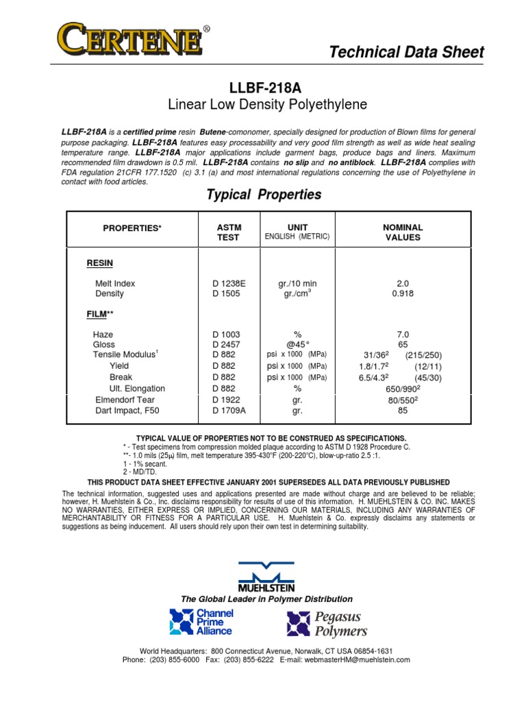 LLBF 218a | PDF | Polyethylene | Polymers