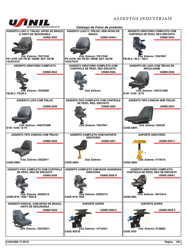 Catálogo de Assentos Industriais | PDF