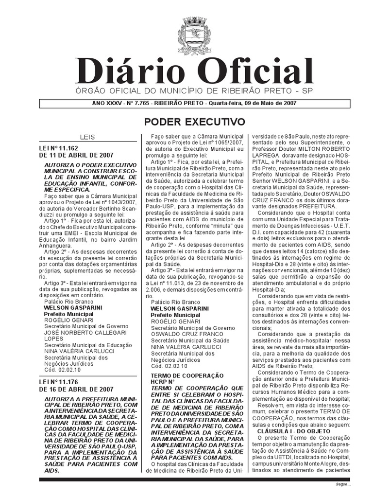 Diário Oficial: Poder Executivo | PDF | Férias trabalhistas | Remédio